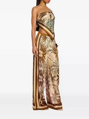 Retrofete Sunny Palm-print Palazzo Pants - Neutrals