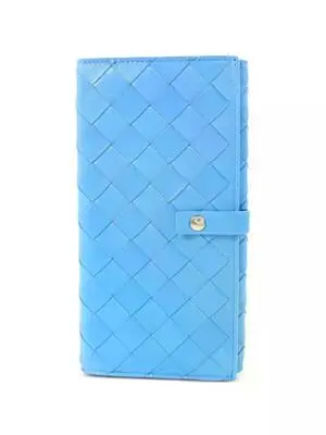 Bottega Veneta Intrecciato Leather Long Wallet - Blue