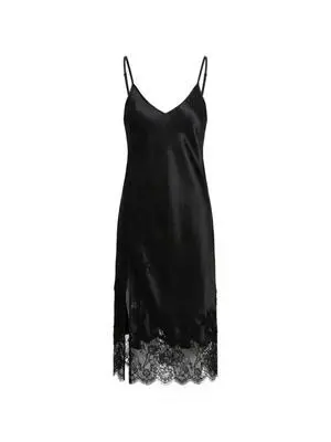 ALMAZ Lace-trim Slip Midi Dress - Black