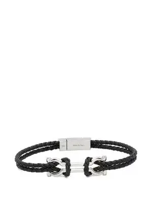 FERRAGAMO Gancini Braided Bracelet - Black
