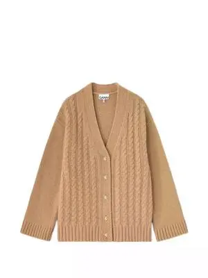 GANNI Cable-knit V-neck Cardigan