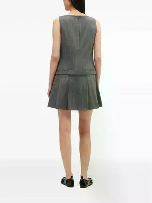 GANNI Pinstripe Pattern Belted Midi Dress