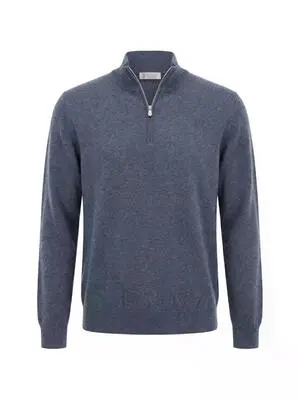 Brunello Cucinelli Cashmere Half-zip Sweater - Blue
