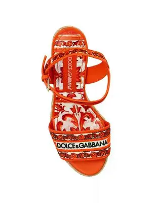 Dolce & Gabbana Logo-embroidered Wedge Sandals