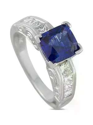 LB EXCLUSIVE Sapphire And Diamond Ring In 14k White Gold - Silver