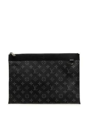 LOUIS VUITTON Monogram Eclipse Discovery Pochette Gm Clutch Bag - Black