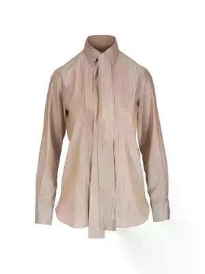 Kiton Beige Pinstripe Blouse