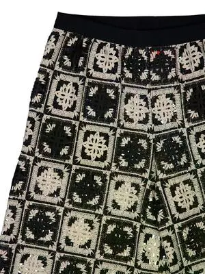 La DoubleJ Crochet Knit Sequin Trousers