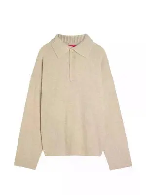 THE ELDER STATESMAN Ribbed-knit Long-sleeve Polo Shirt
