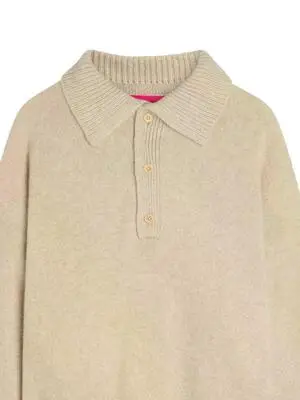 THE ELDER STATESMAN Ribbed-knit Long-sleeve Polo Shirt