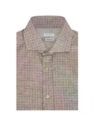 Brunello Cucinelli Geometric-print Spread-collar Shirt