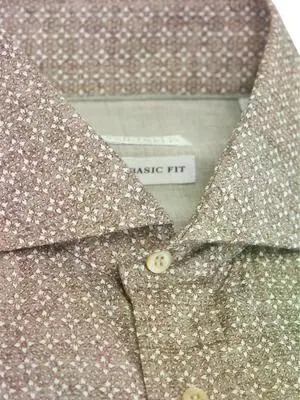 Brunello Cucinelli Geometric-print Spread-collar Shirt