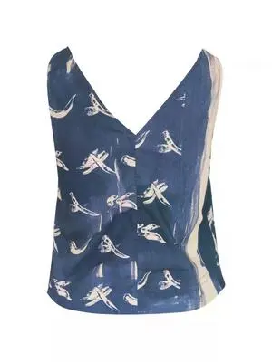 ODEEH Sleeveless V-neck Cotton Blouse