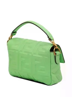 Fendi Mini Zucca Embossed Leather Baguette Satchel - Green