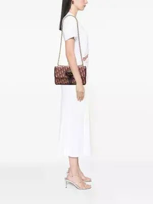 Dior Oblique Canvas Chain Crossbody Bag - Red