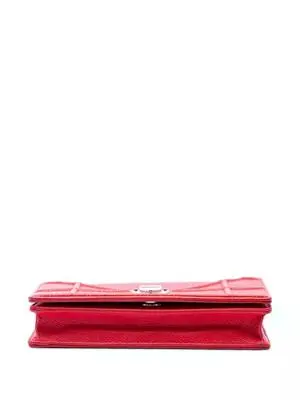Dior Grained Calfskin Diorama Wallet On Chain Crossbody Bag - Red