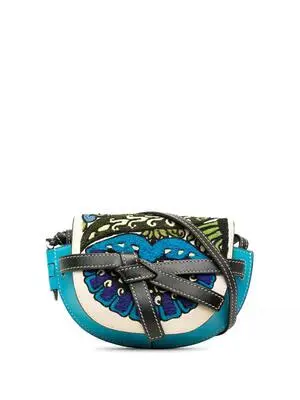Loewe William De Morgan Embroidered Floral Gate Mini Bag - Blue