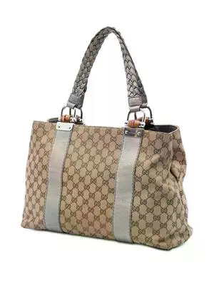 Gucci Gg Canvas Bamboo Libeccio Tote Bag