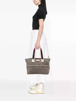 Gucci Gg Canvas Web Tote Bag