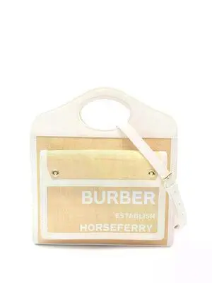 Burberry Mini Raffia And Leather Satchel