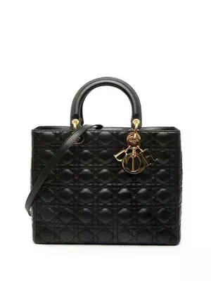 Dior Lady Lambskin Cannage Satchel - Black