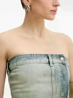Armani Exchange Strapless Asymmetrical Top With Frayed Hem
