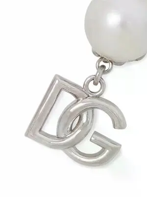 Dolce & Gabbana Dg Logo Pearl Embellished Drop Earrings
