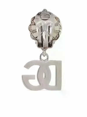 Dolce & Gabbana Dg Logo Pearl Embellished Drop Earrings