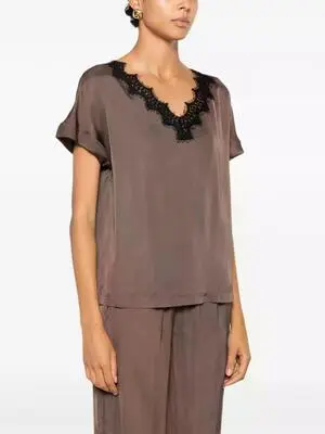 MARGITTES Lace-trim Short-sleeve Blouse