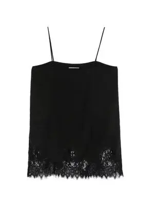 SEMICOUTURE Lace Trim Spaghetti Strap Top