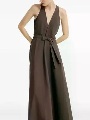 Brunello Cucinelli Techno Cotton Poplin Belted Maxi Dress