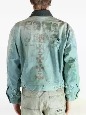 SAITOS Distressed Graphic-print Work Jacket