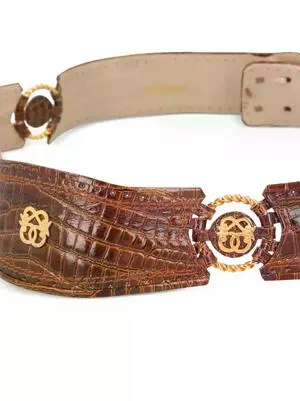 PIROVANO VINTAGE Crocodile-embossed Logo Belt
