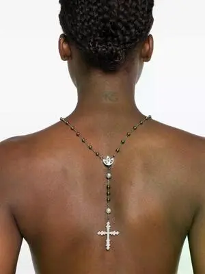 DARKAI Embellished Cross Pendant Necklace - Silver