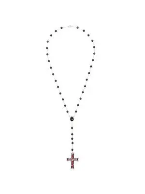 DARKAI Beaded Cross Pendant Necklace - Silver