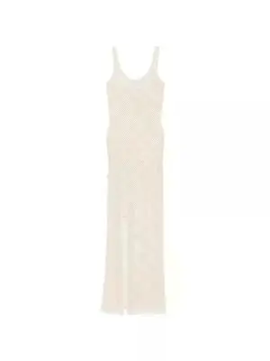 FROM BIKINI Crochet Knit Side-slit Maxi Dress