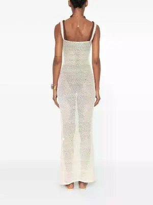 FROM BIKINI Crochet Knit Side-slit Maxi Dress