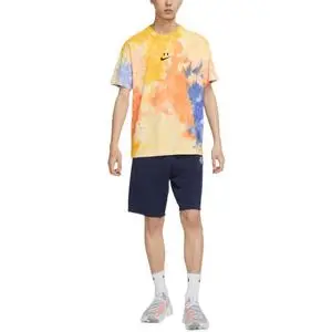 Nike Tie Dye Smiling Face Printing Loose Short Sleeve Orange T-shirt - Default Color