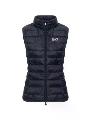 EA7 Quilted Logo-print Gilet - Blue
