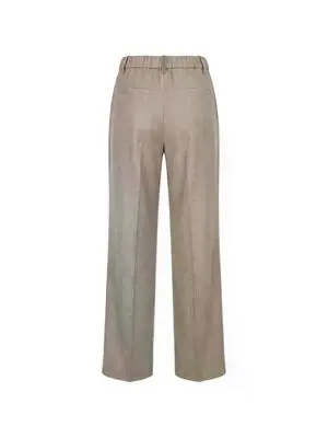 Brunello Cucinelli Beige Wool Pleated Wide-leg Trousers