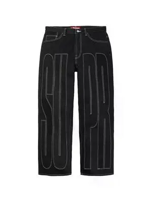 Supreme Inset Spellout Baggy Jeans - Black