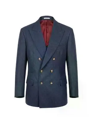 Brunello Cucinelli Double-breasted Peak-lapel Blazer - Blue