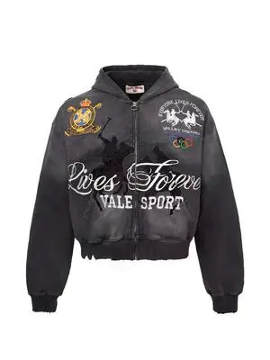VALE FOREVER Zip-up Hoodie With Graphic Print - Black