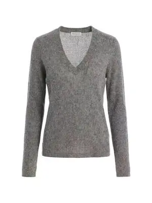 Brunello Cucinelli Ribbed Knit V-neck Sweater