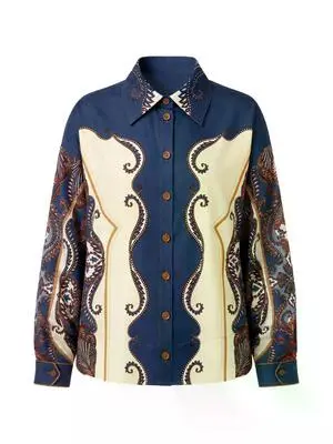 Farm Rio Sand Arabesque Organic Cotton Shirt - Blue