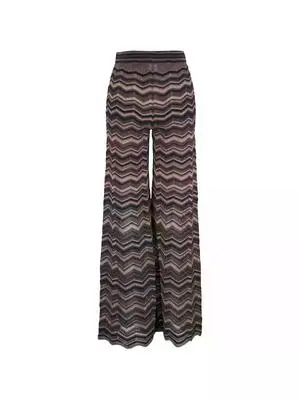 D.exterior Chevron-knit Wide-leg Trousers - Neutrals