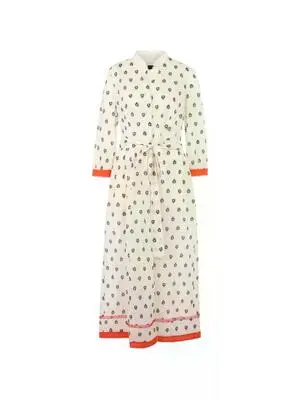 MARCCAIN Ecru Floral Print Belted Dress - Neutrals