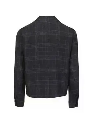 Isaia Check-pattern Spread-collar Jacket