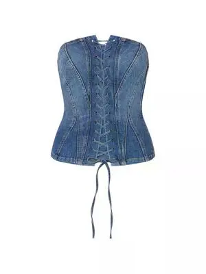 Liu Jo Strapless Lace-up Bustier Top - Blue