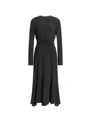 Alberta Ferretti Ruched Long-sleeve Midi Dress - Grey